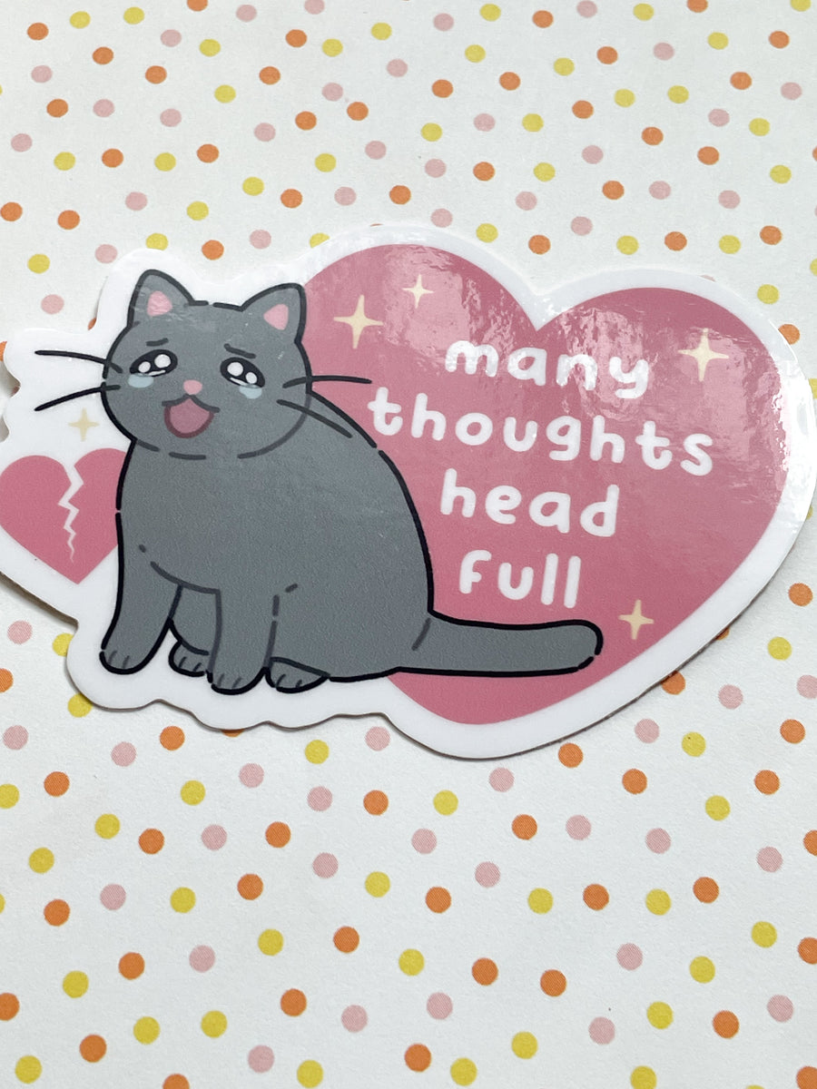 'Many thoughts, head full' vinyl sticker – mussyhead